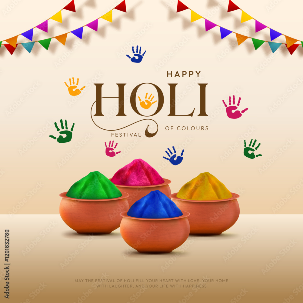 Happy holi text festival of colours creative social media post ...
