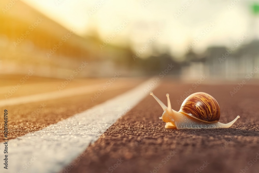 Snail in racing suit showcases determination on the track during an ...
