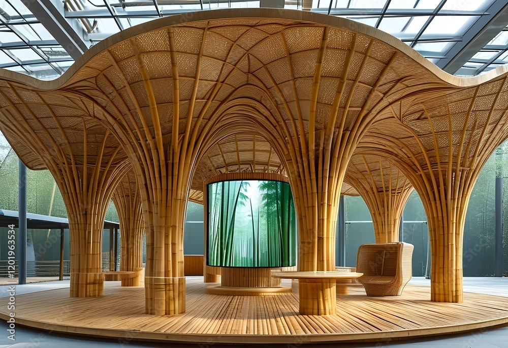 Unique architectural design with bamboo elements and circular layout in ...