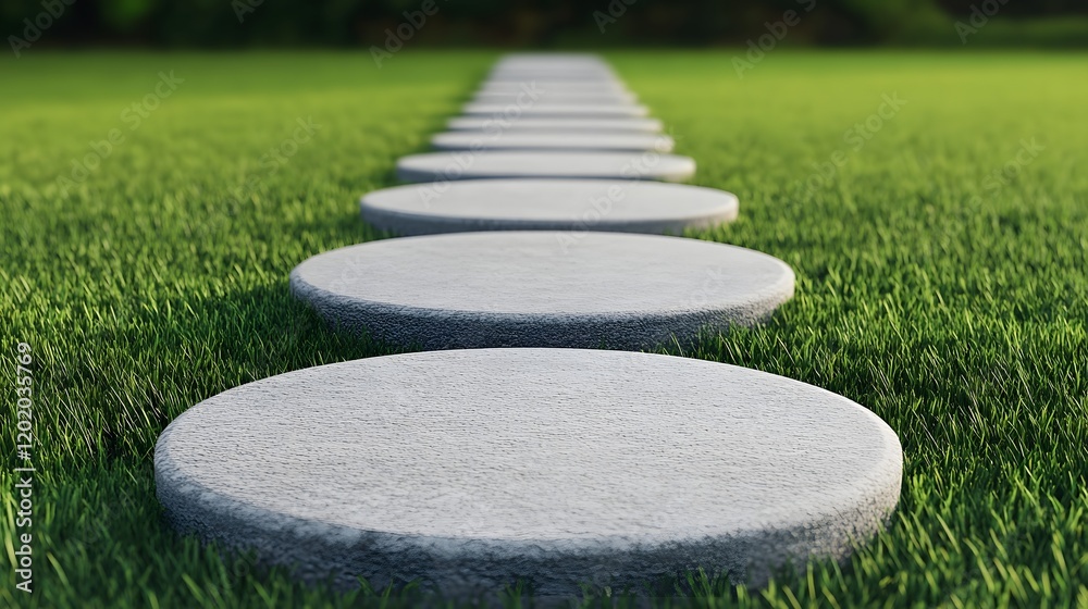 Pathway of Stepping Stones Inscribed with Milestones of Success in 3D ...