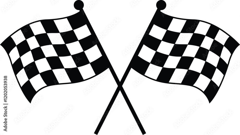crossed checkered racing flag NASCAR flag finish checkered flag eps Ai ...