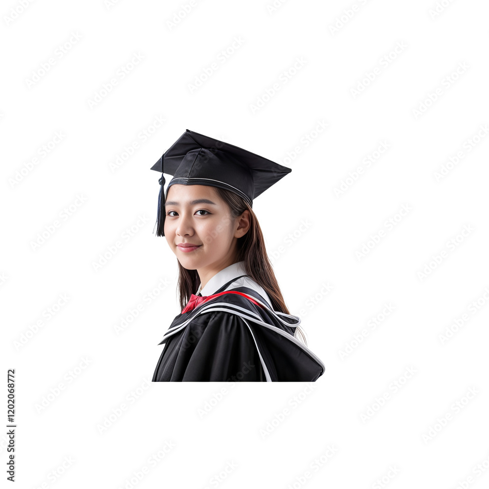Graduation Cap and Gown: A young woman beams with pride as she dons a ...