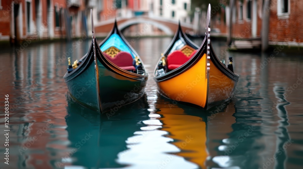 This enchanting image illustrates two unique gondolas gliding over the ...
