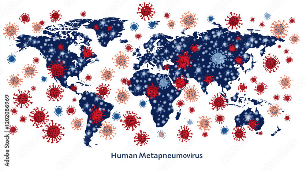 Global spread of human metapneumovirus illustrated on world map. HMPV ...