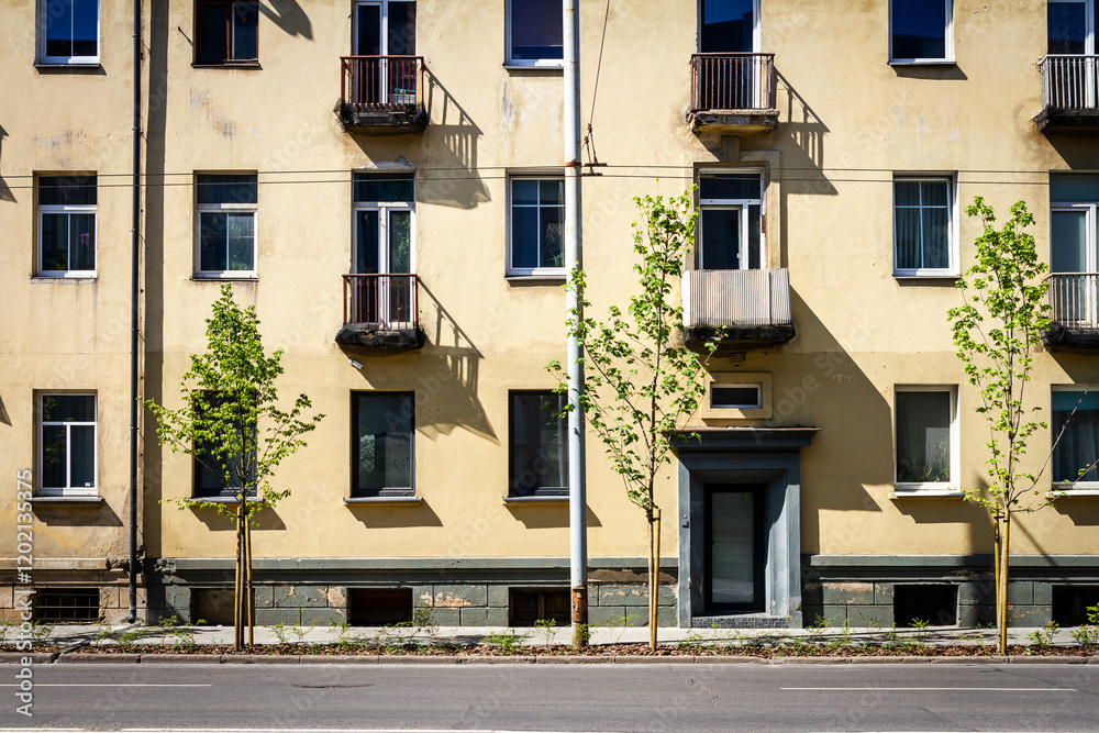 Soviet era architecture style of living district in Vilnius, Lithuania ...