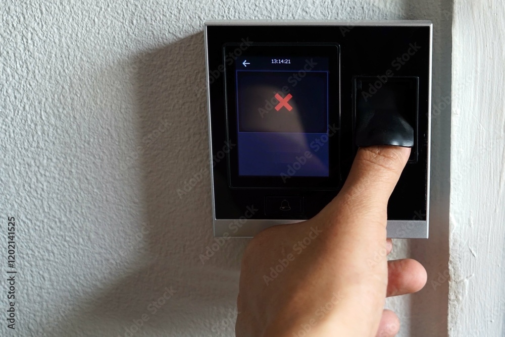 Finger print scan for enter security system entry time working not pass ...