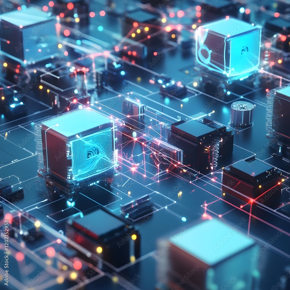 Futuristic logistics ecosystem featuring AI powered supply chain ...