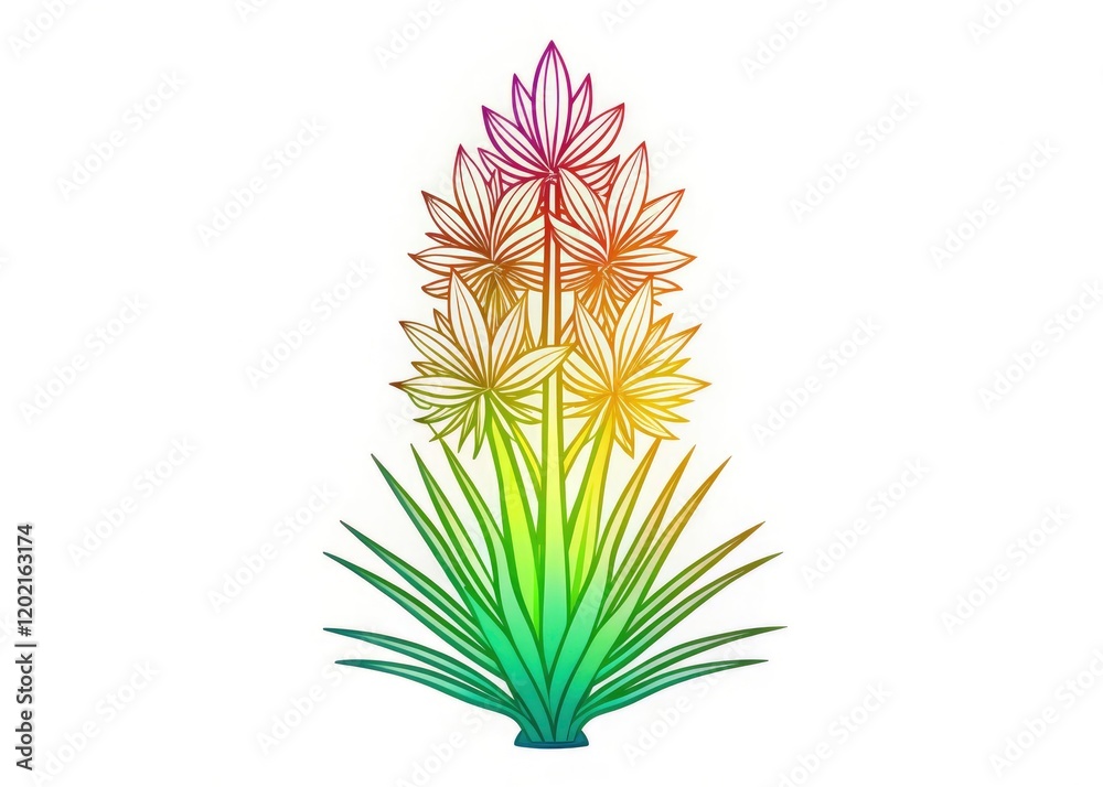 Easy yucca plant silhouette coloring page; printable cartoon outline ...