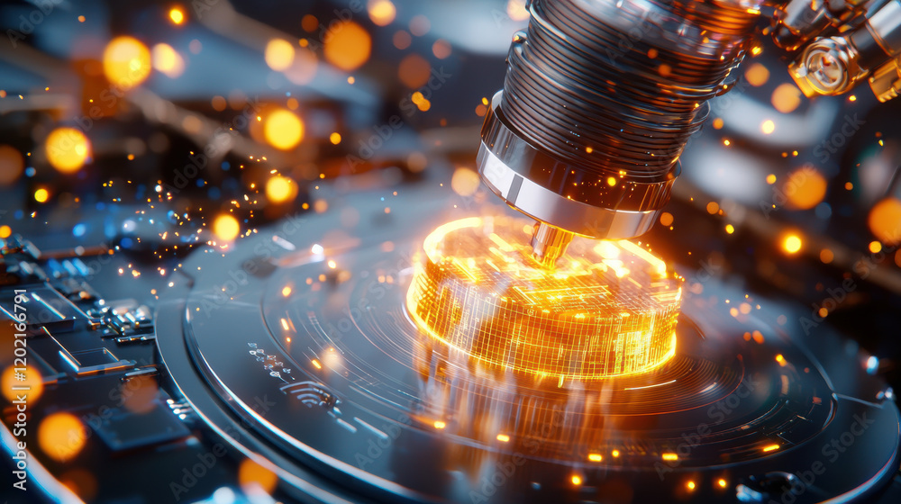 Cinematic rendering of AI assisted drug development with glowing ...