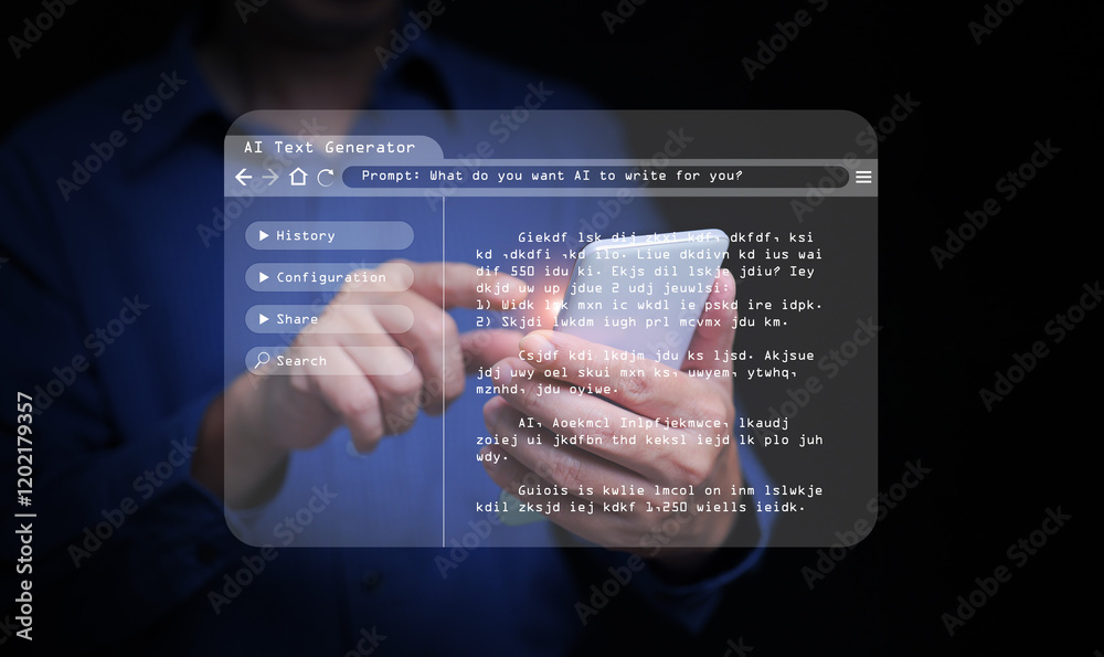 AI text generator concept: a man uses Ai, artificial intelligence, on ...