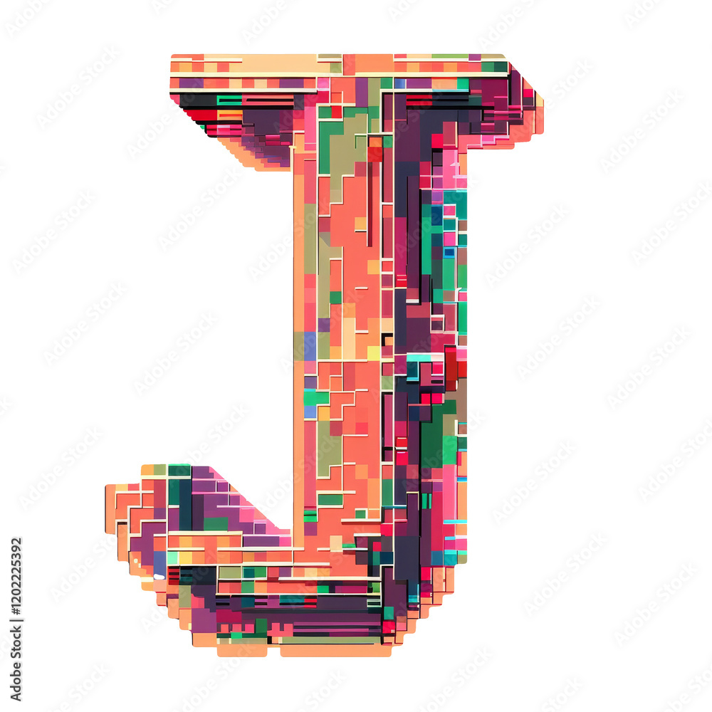 Letter I digital pixel font, voxel font 8-bit pixel art, isolated white ...