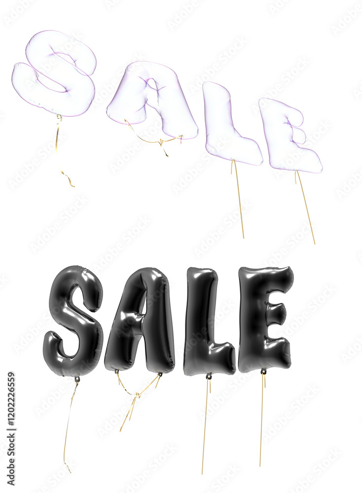 inscription of black and transparent letters is a sale on a transparent ...