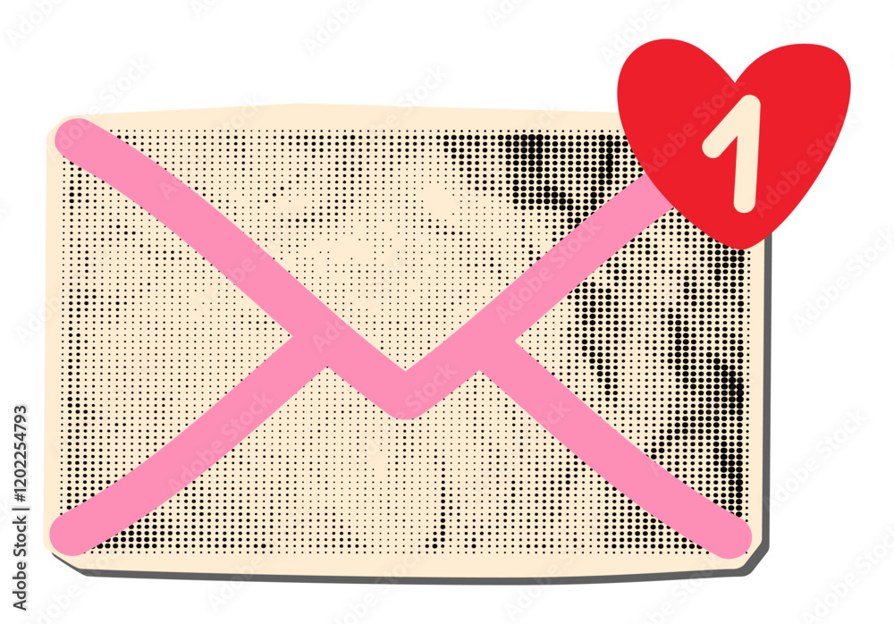 Love letter envelope halftone collage element. Clip art, cut out ...