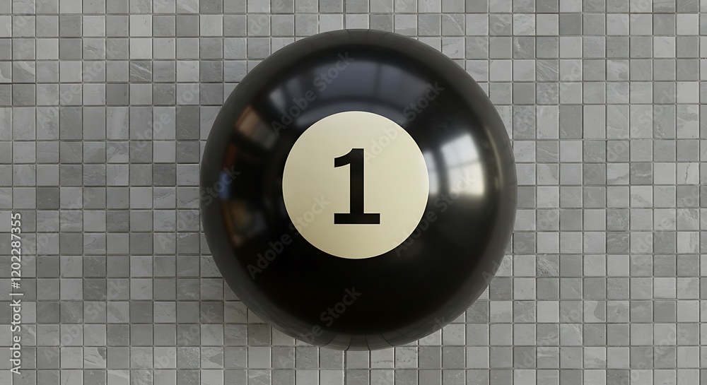 Realistic 3D Rendering of a Classic Black Magic 8-Ball on Mosaic Tile ...