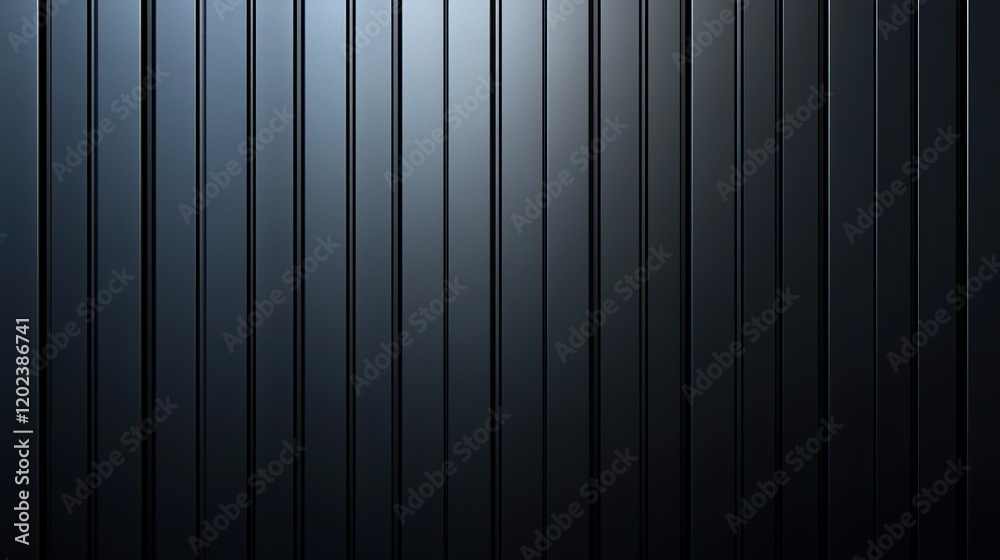 Dark corrugated metal wall texture, vertical lines, spotlight ...