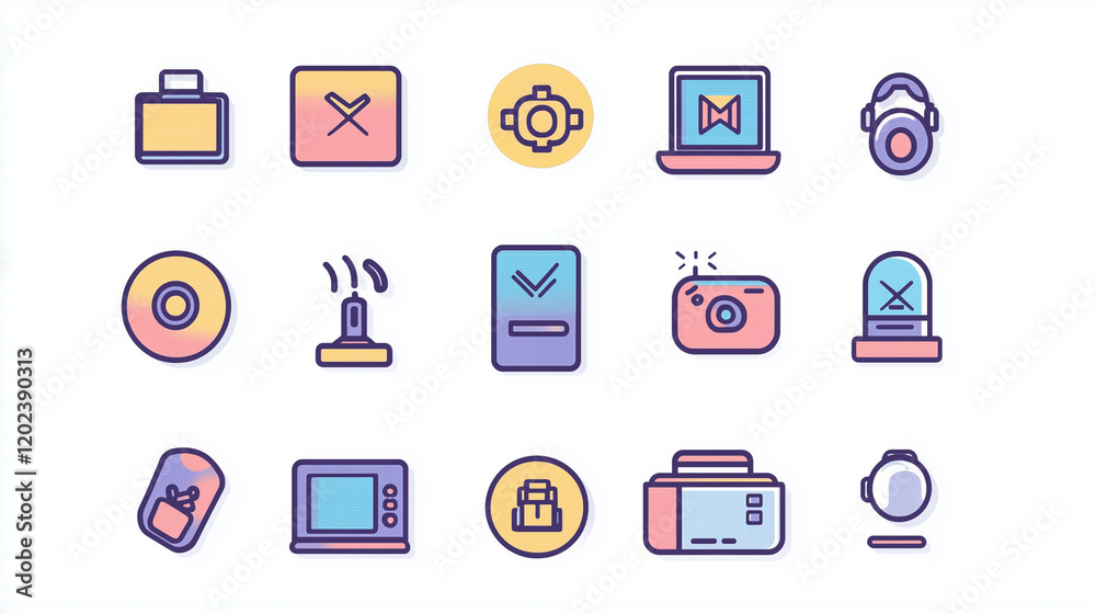 Pastel Tech Icons Set: Cute Modern Device and Gadget Icons for ...
