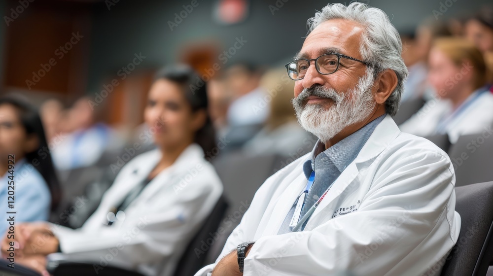 Medical Professionals Attending a Seminar: A Senior Doctor Engaging in ...