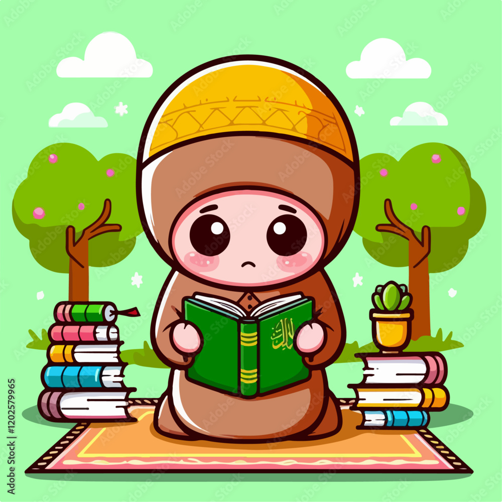 cartoon vector illustration of a child reciting and reading Stock ...