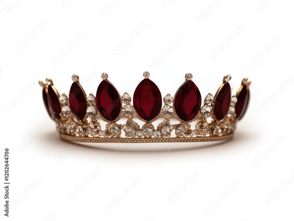 Elegant Gold Crown with Ruby and Diamond Accents: A Regal Symbol of ...