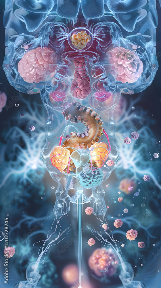 Detailed Human Endocrine System Infographic Illustrating the Role and ...