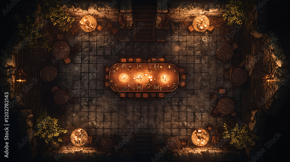 Overhead Battle Map Game: Dark Fantasy Room with Candles Stock ...