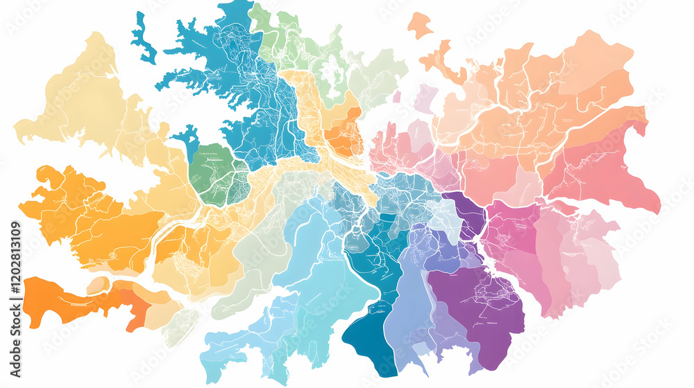 Sydney's diverse neighborhoods, color-coded map showing geographical ...