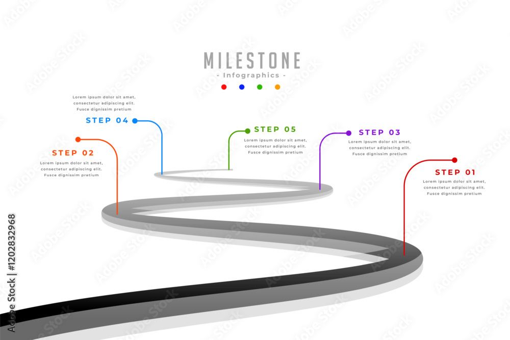 milestone roadmap diagram template with workflow process Stock Vector ...