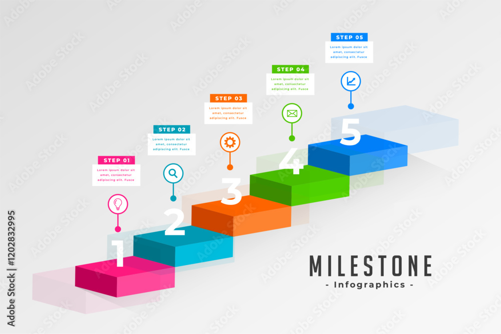 infographic milestone step layout with five option workflow Stock Vector | Adobe Stock