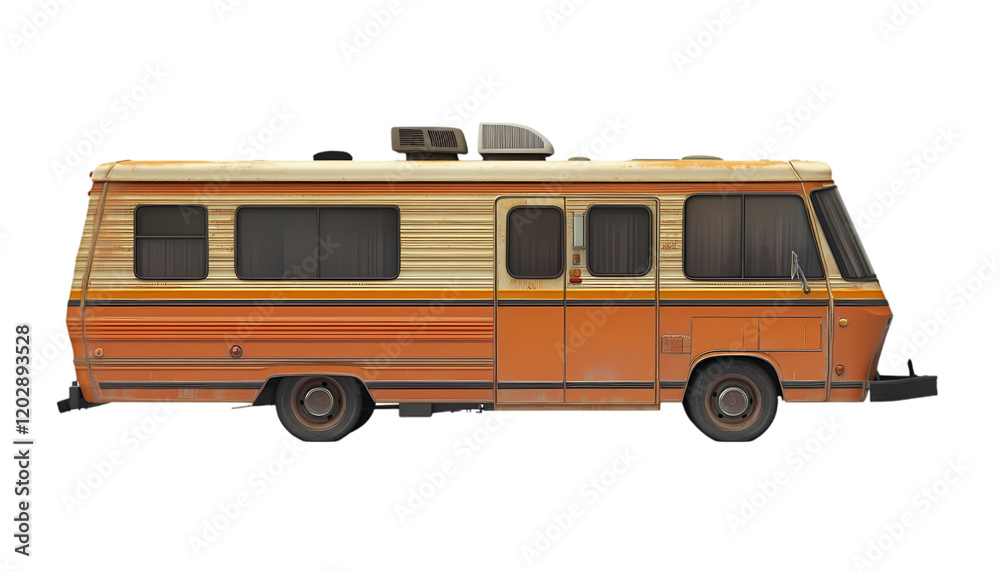 Vintage Orange Retro Camper Van Travel Motorhome Classic rv car 70s 80s ...