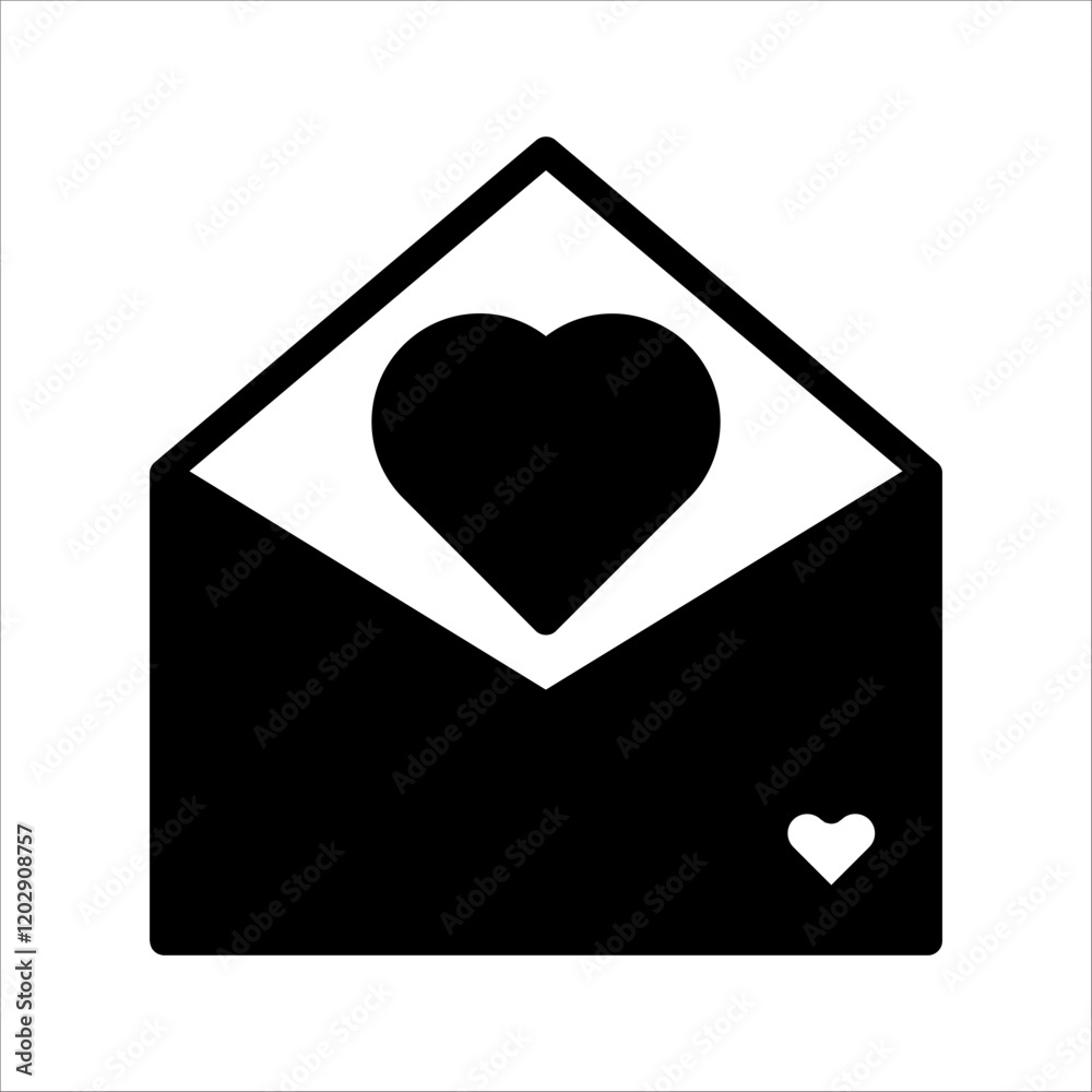 line sign paper sent letter mail icon. envelope with a heart icon. Love ...