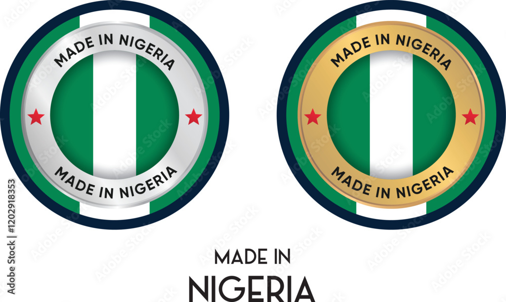 Made in Nigeria. Premium labels, stickers, pointer, badge and symbol of ...