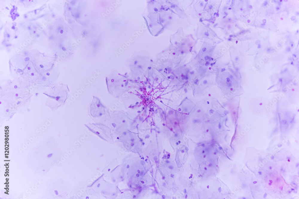 View in microscopic of Candidiasis, fungal infection (Yeast and ...