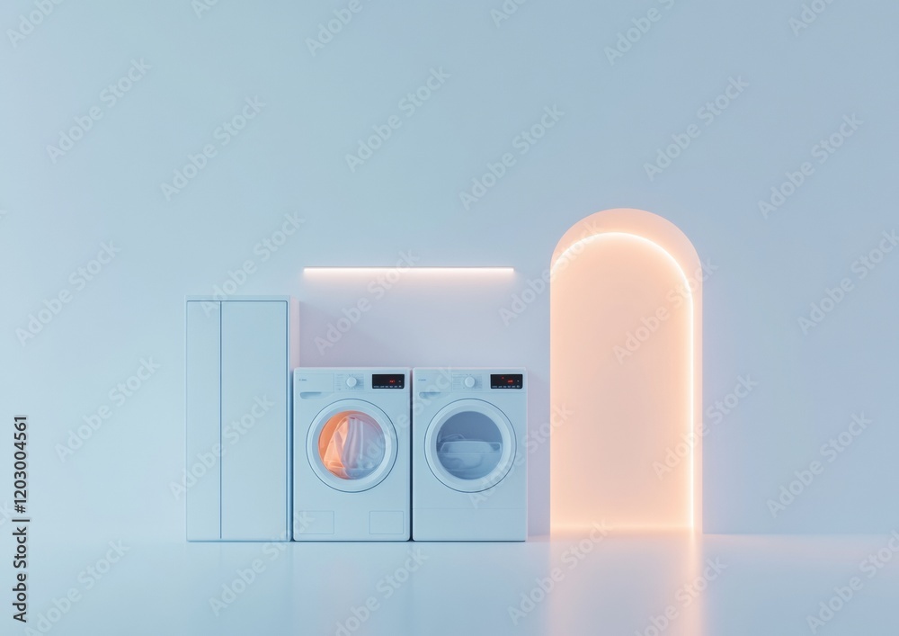 Minimalist Smart Laundry Room Automated Sorting System with LED Arch ...