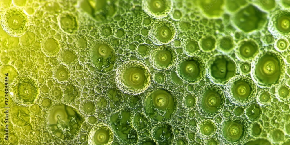 Live cell image of freshwater microalgae, showcasing Botryococcus sp ...