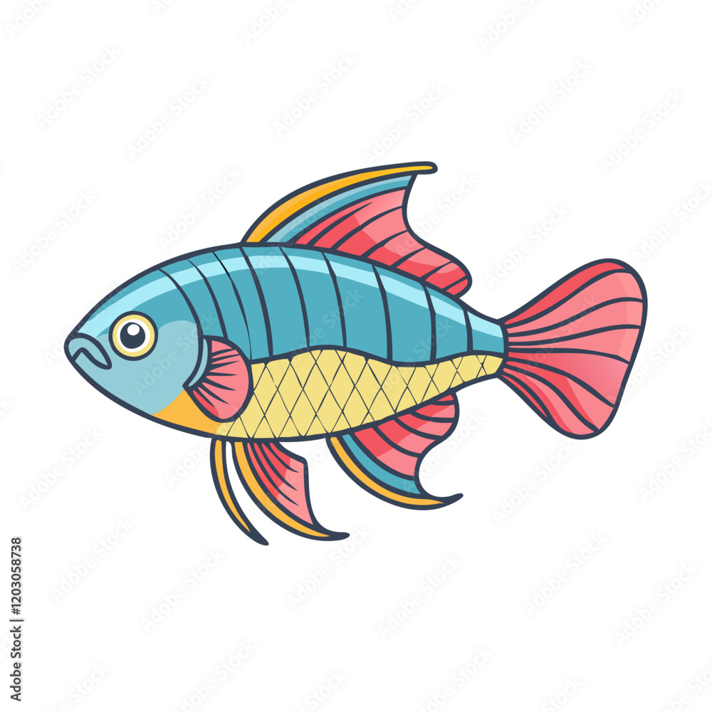 Cartoon illustration of a colorful fish, Vector cartoon illustration of ...