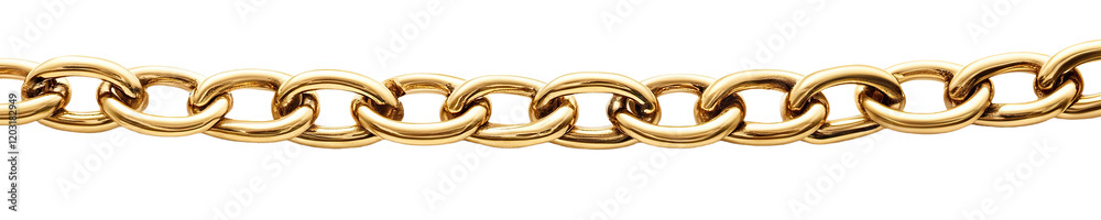 Shiny gold chain with interlocking links, isolated on transparent ...