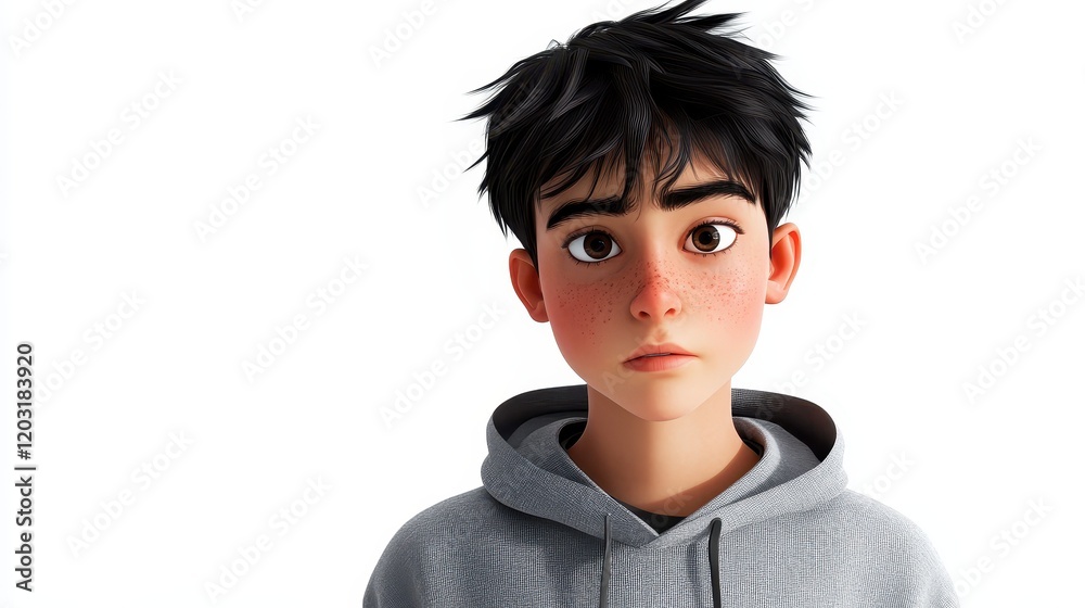 Ilustración de Stock 3D cartoon children faces of different colors with ...