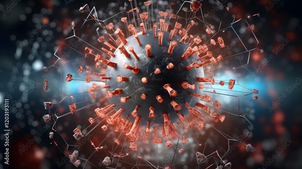 Symbolic depicting a virus particle or pathogen encircling the entire ...