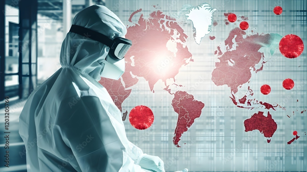 Healthcare Professional Carefully Studying a Global Map to Identify and ...