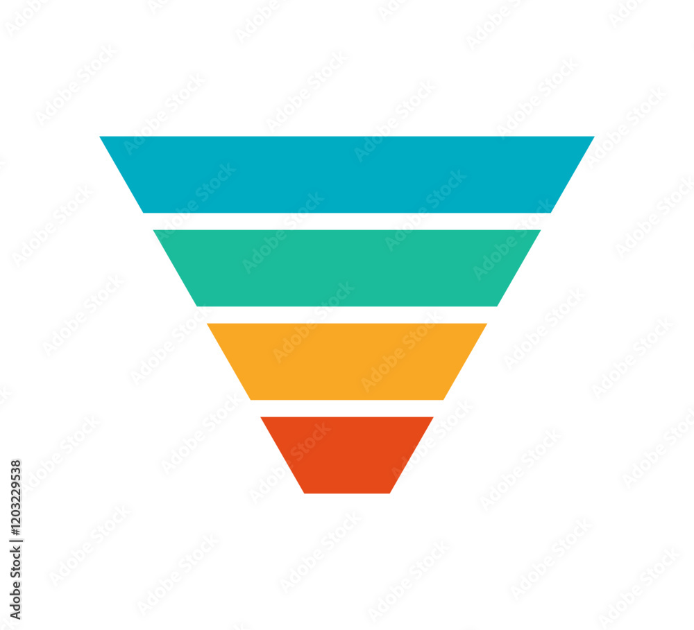 Sale marketing funnels set. Business pyramid template with four steps ...