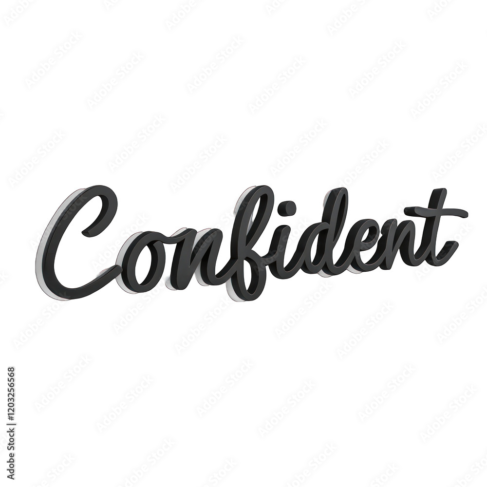 Confident 3D Text Render Black Bold Stylish Modern Typography Graphic ...