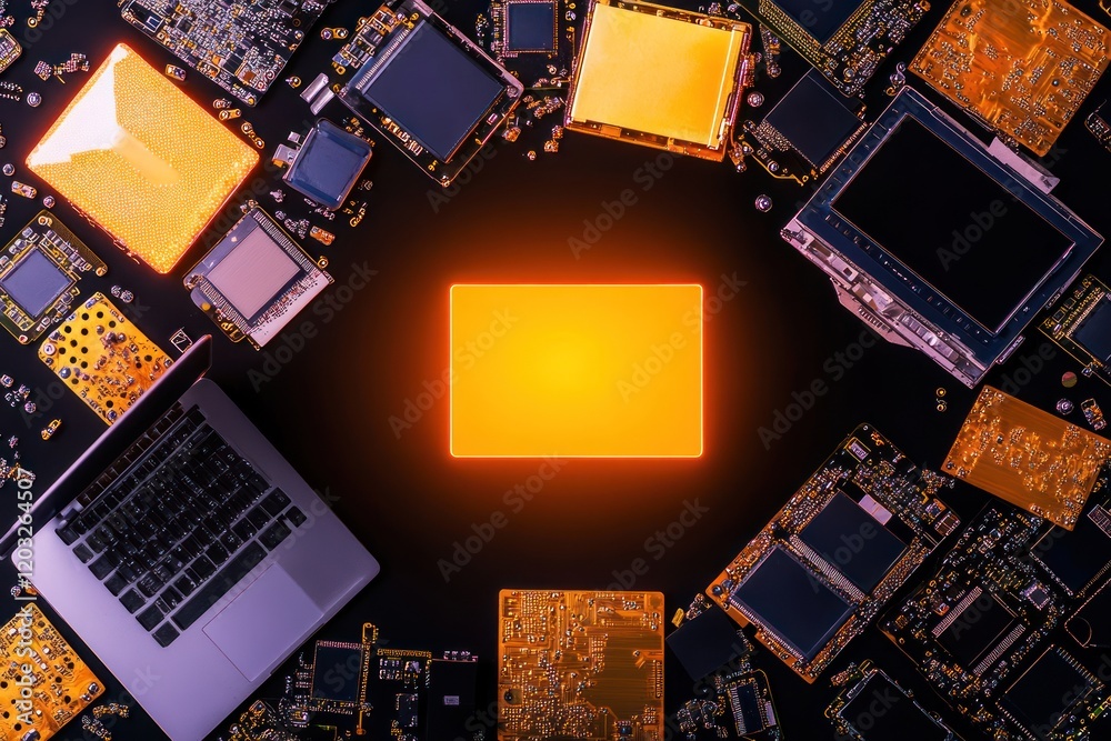 Electronic Waste Recycling: Pile of Used Laptops, Tablets, and ...