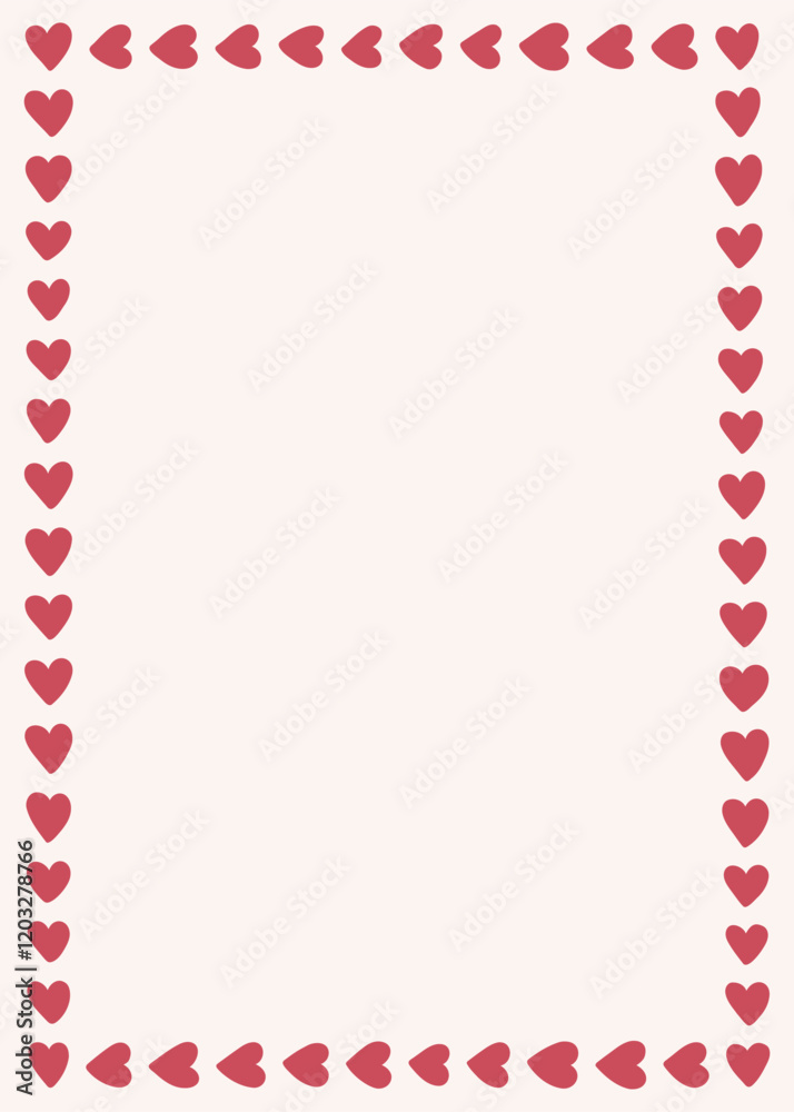 Heart rectangle frame for Valentines day. Love poster template. Border ...