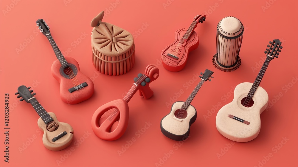 Design a series of 3D clay icons representing famous explorers and ...