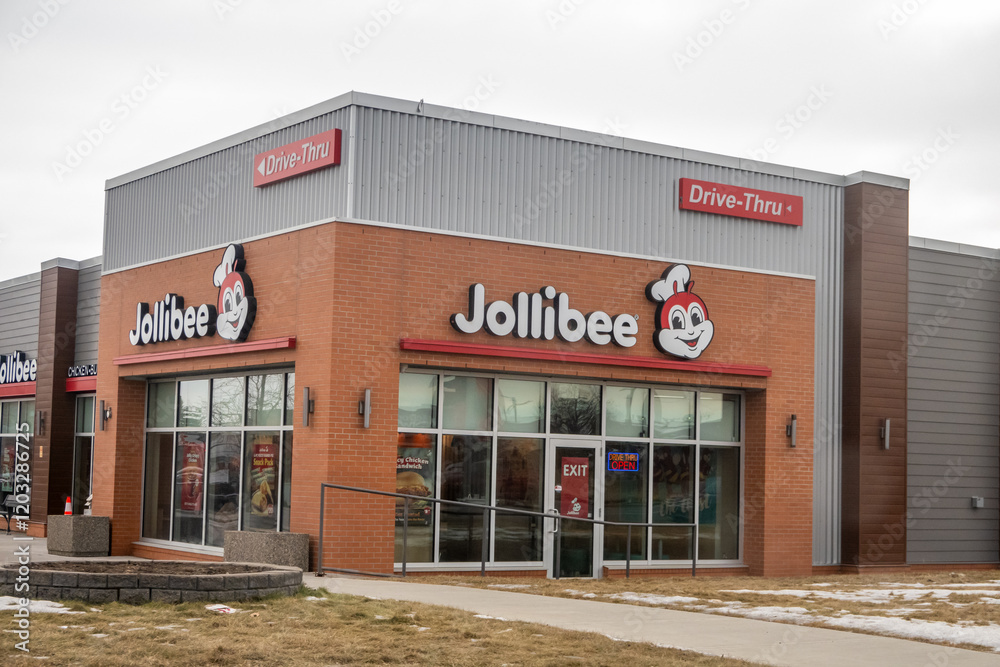 Calgary, Alberta, Canada. Jan 16, 2025. A Jollibee restaurant building ...