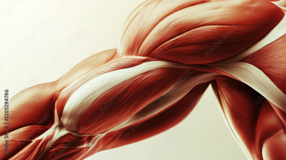 Detailed Close-Up of Human Muscle Structure Showing Anatomy and ...