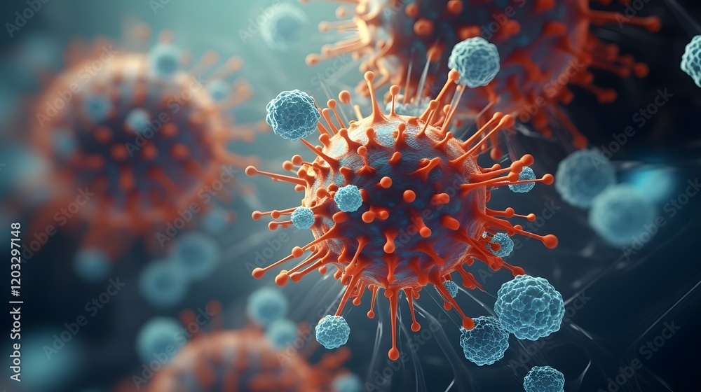 Closeup Microscopic Image of a Labeled Human Metapneumovirus HMPV ...