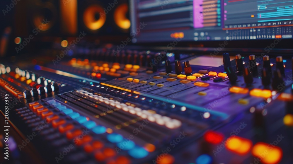 Digital audio workstation displaying a complex arrangement of tracks ...
