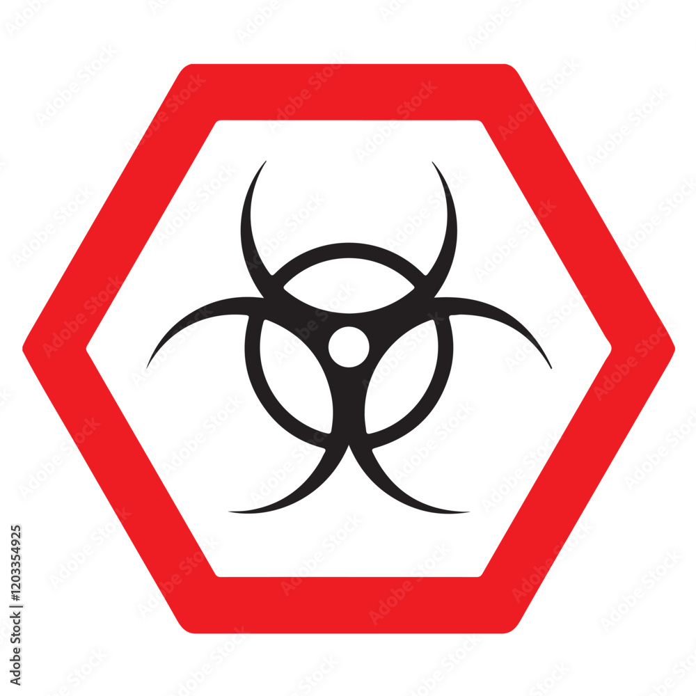 Biohazard warning sign or symbol, caused by biological microorganisms ...