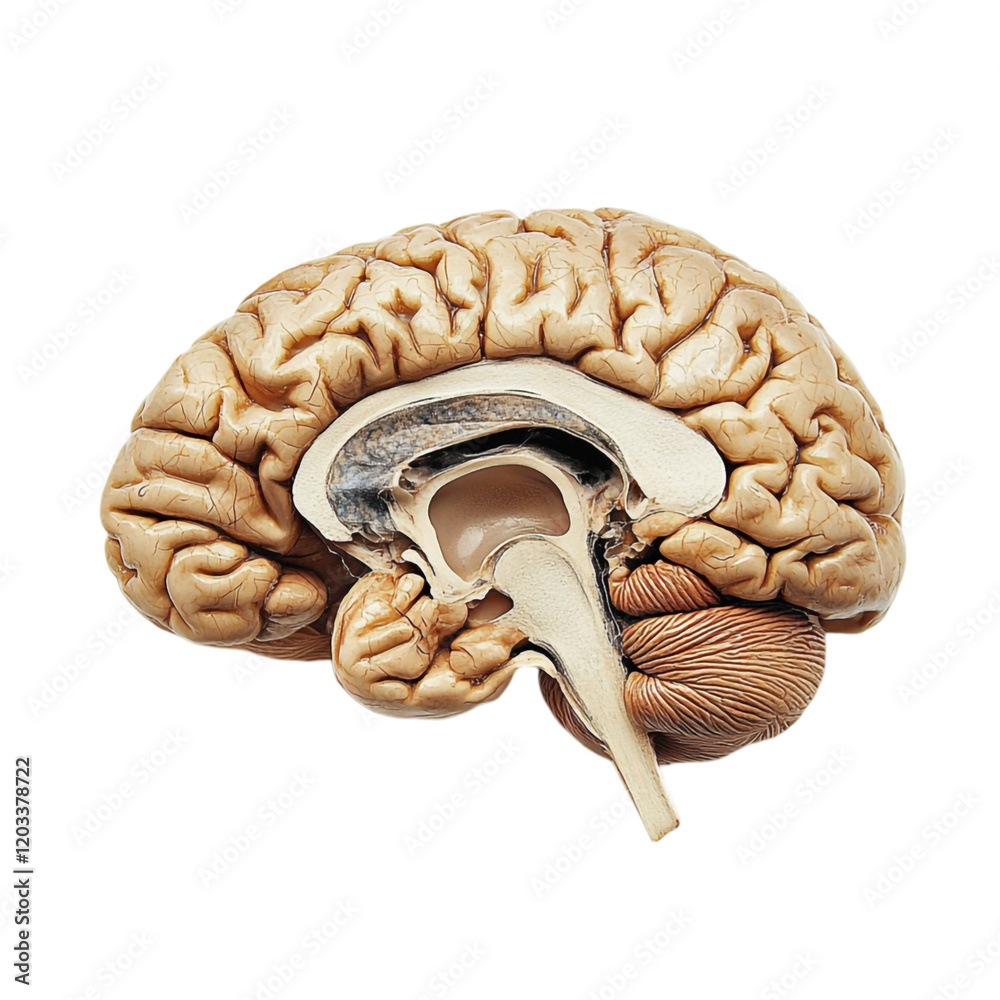 Human Brain Anatomy Midsagittal View Neurological Science, Stock ...